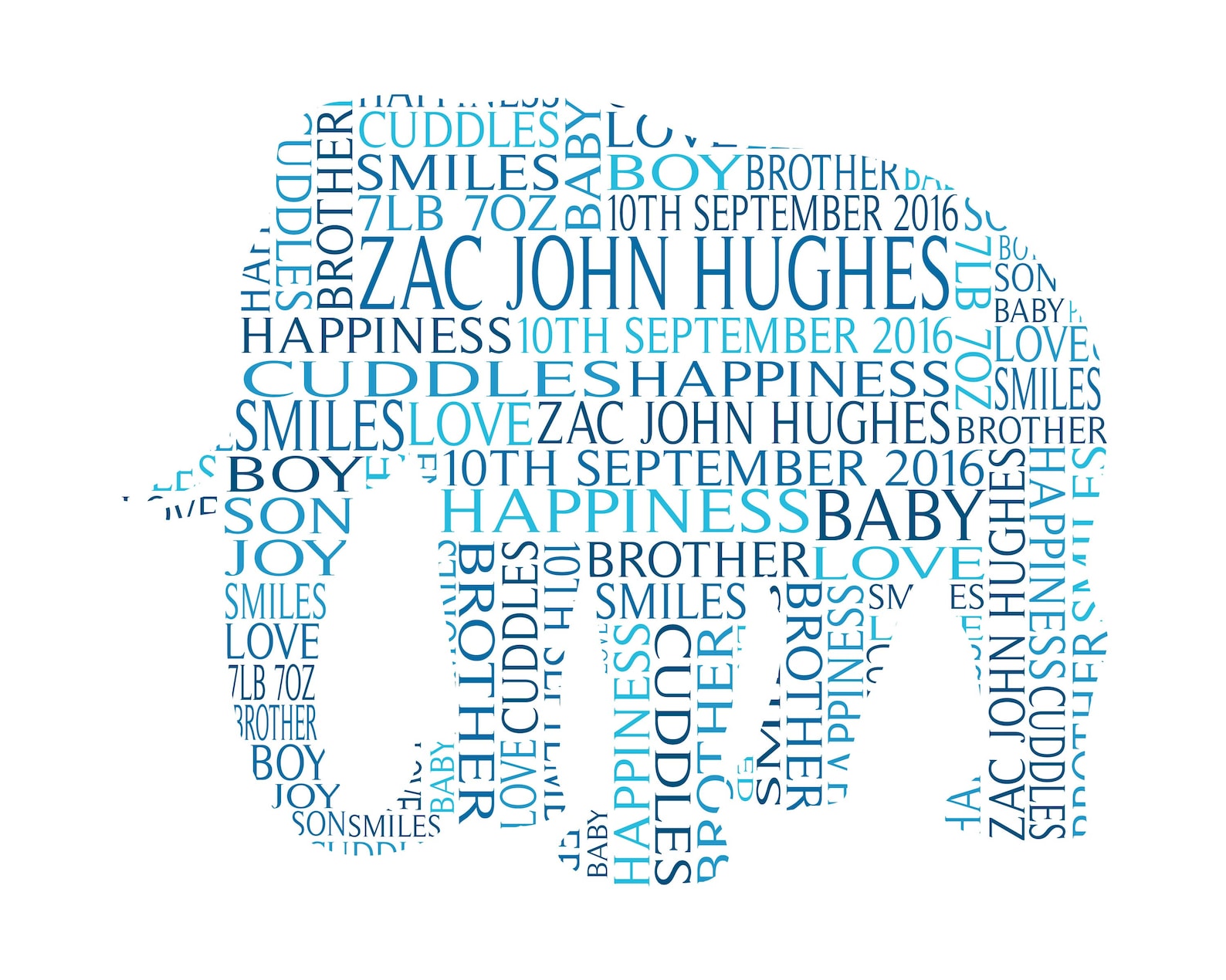 Personalised Elephant Word Art Gift - Etsy UK