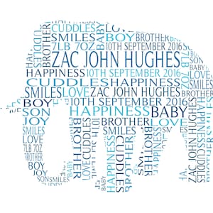 Personalised Elephant Word Art Gift - Etsy
