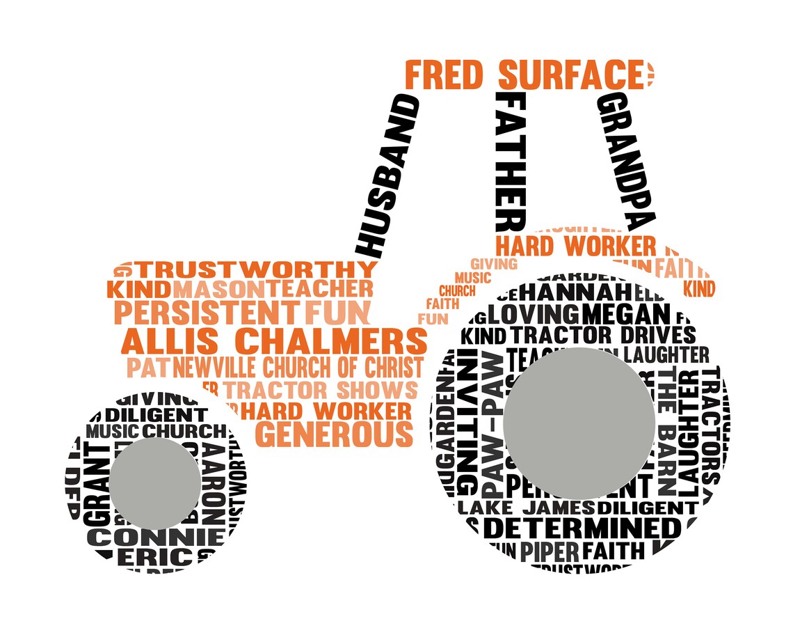 Personalised Tractor Word Art Gift | Etsy UK