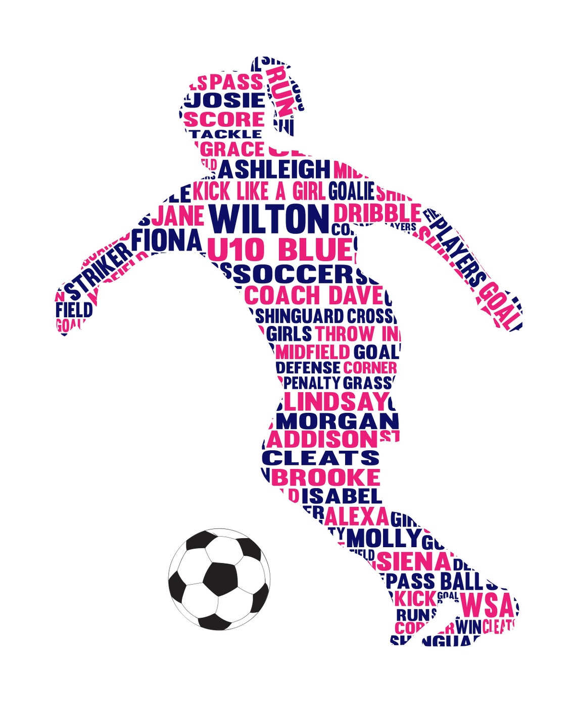 Personalised Ladies Football / Soccer Word Art Gift - Etsy UK