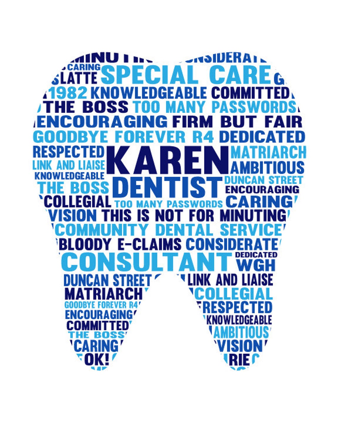 Personalised Tooth Dentist Dental Word Art Gift - Etsy UK