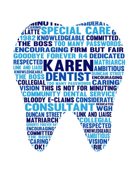 Personalised Tooth Dentist Dental Word Art Gift - Etsy UK