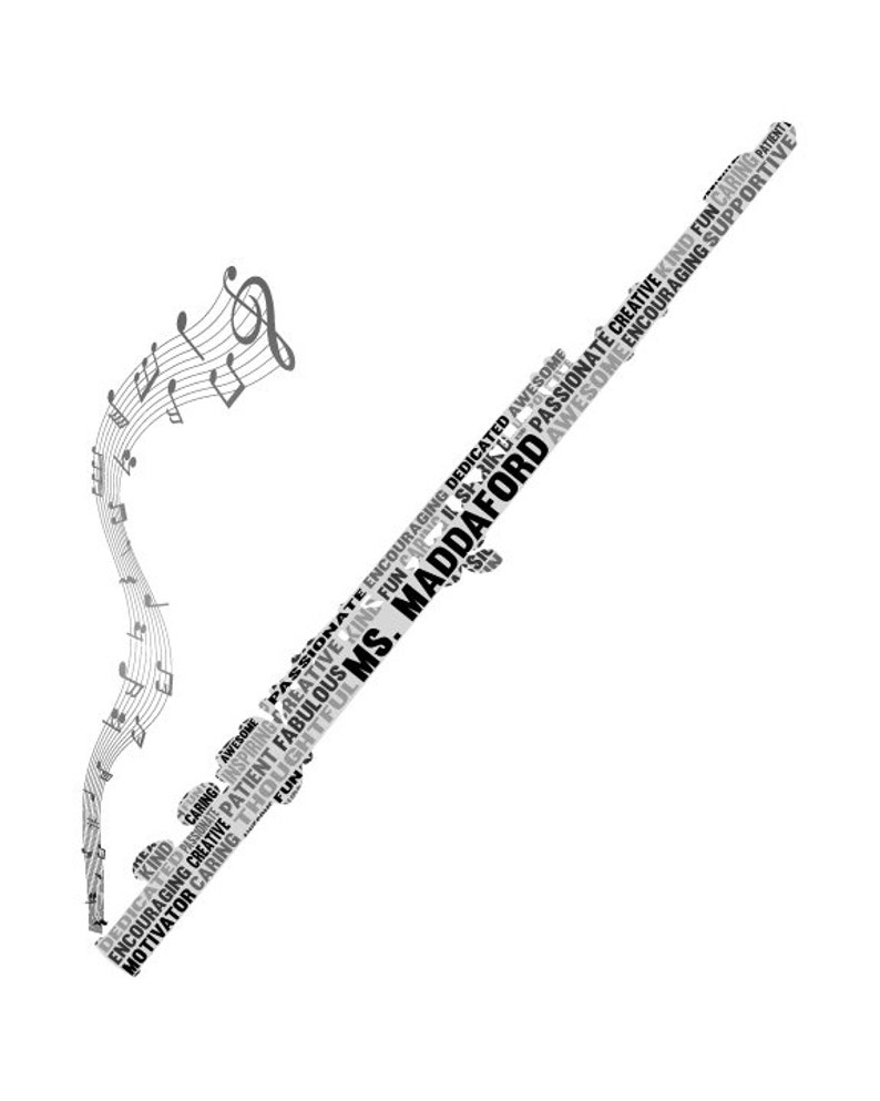 Personalised Flute Music / Teacher Appreciation Word Art Gift | Etsy