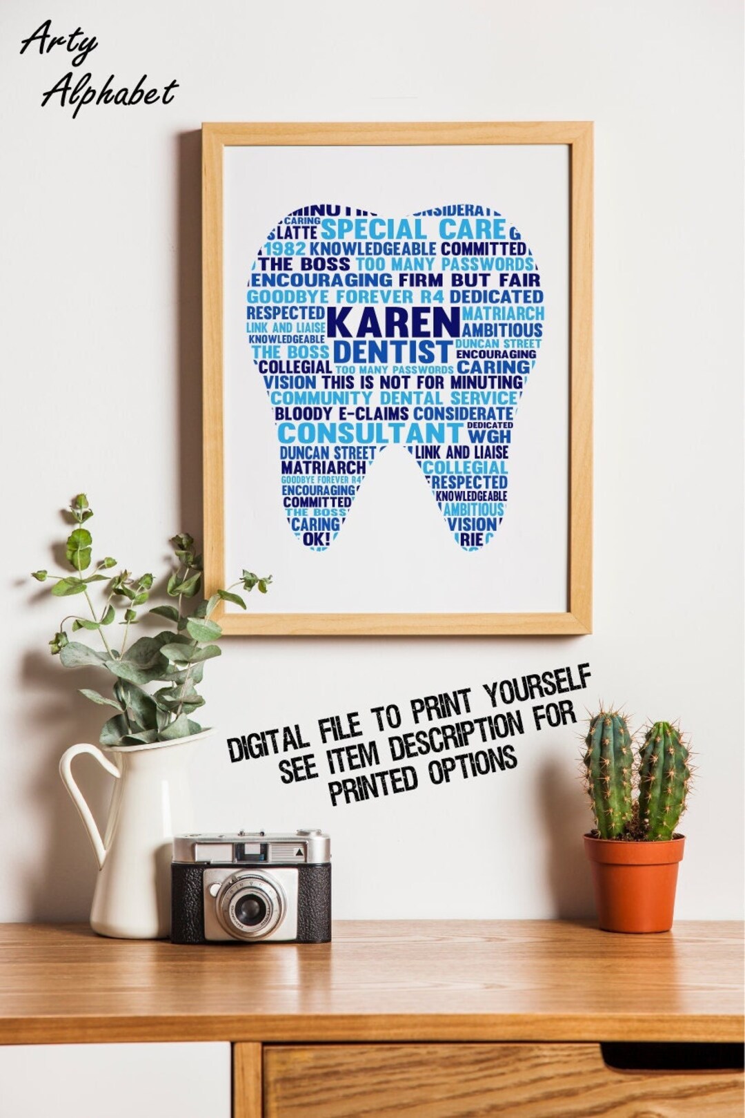 Personalised Dentist Gift, Tooth Prints for Dentist Gift, Printable ...