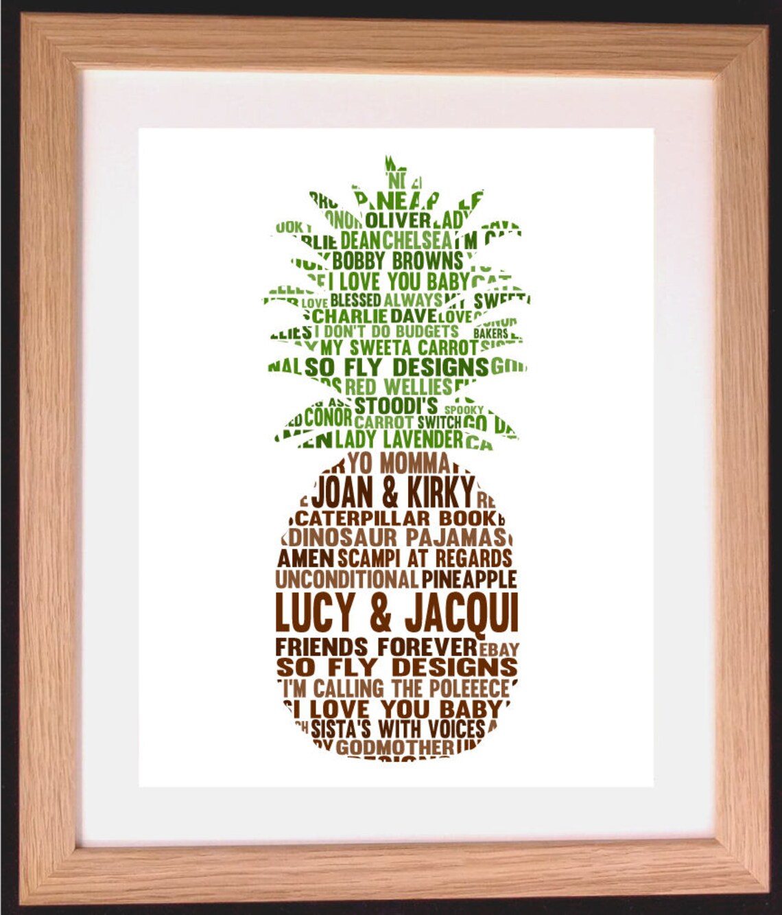 Personalised Pineapple Word Art Gift - Etsy