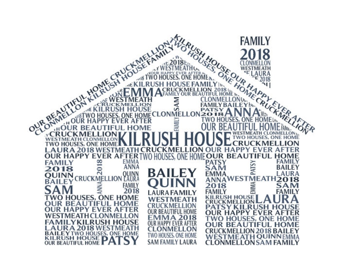 Personalised House Shaped Word Art Gift - Etsy
