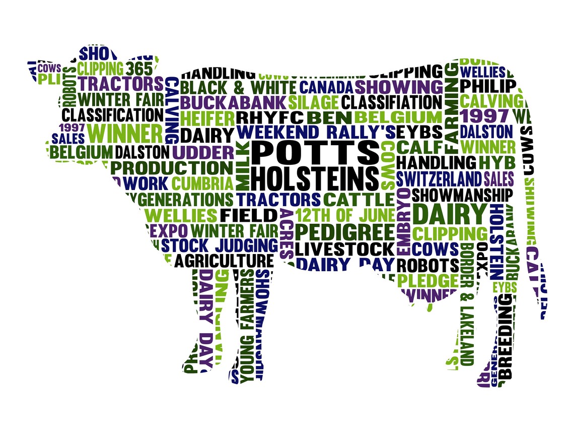 Personalised Cow Word Art Gift - Etsy UK