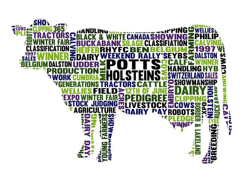 Personalised Cow Word Art Gift - Etsy