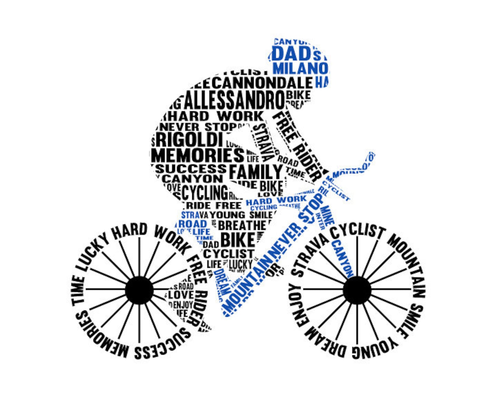Personalised Bike / Cycling Word Art Gift - Etsy UK