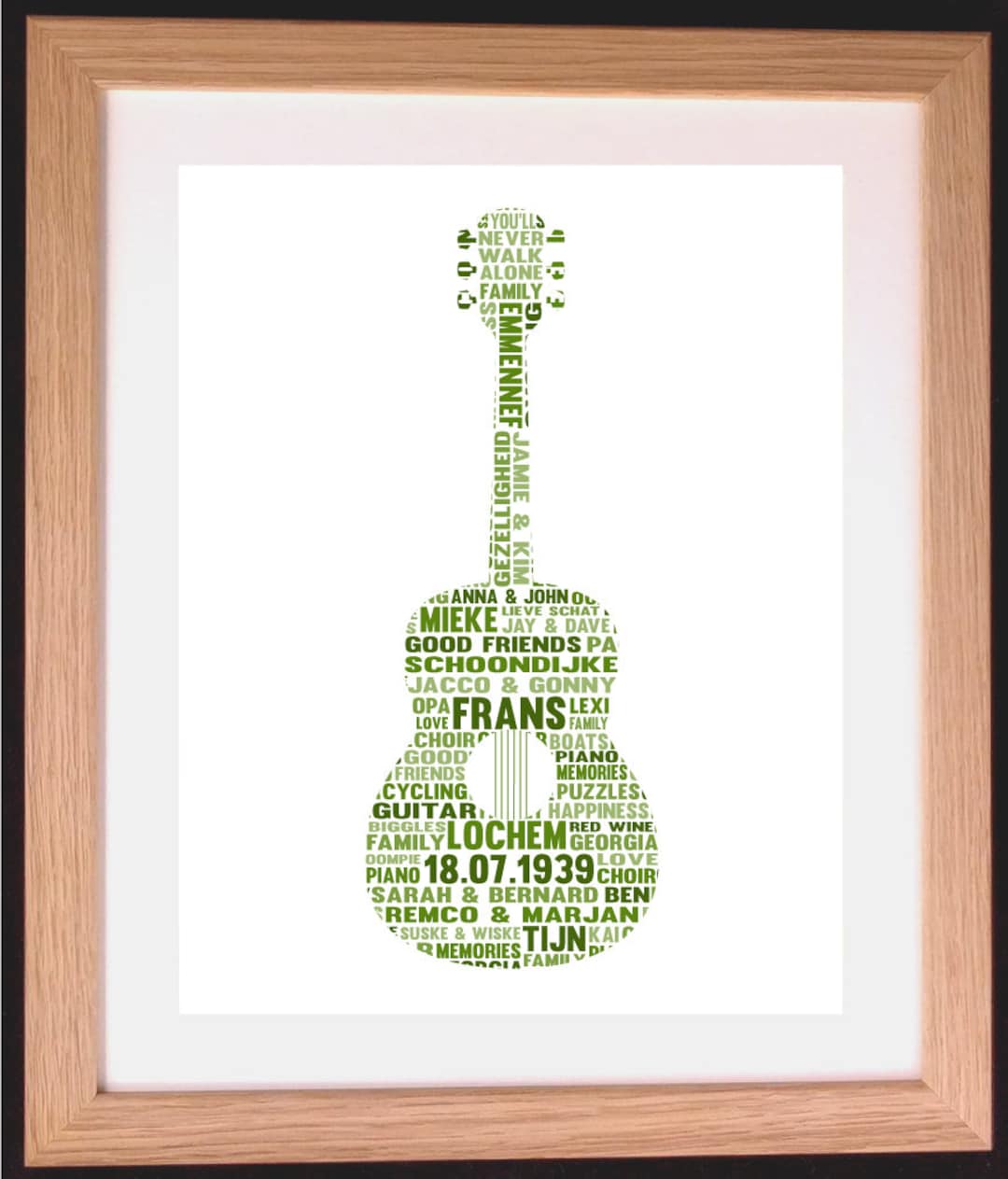 Personalised Guitar Word Art Gift - Ideal for Music Lovers or Teachers ...