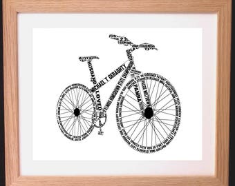 Personalised Bike / Cycling Word Art Gift | Etsy