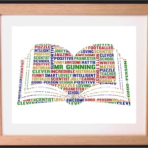 Personalised Book Word Art Gift - Ideal for Teacher Gifts or for Book ...