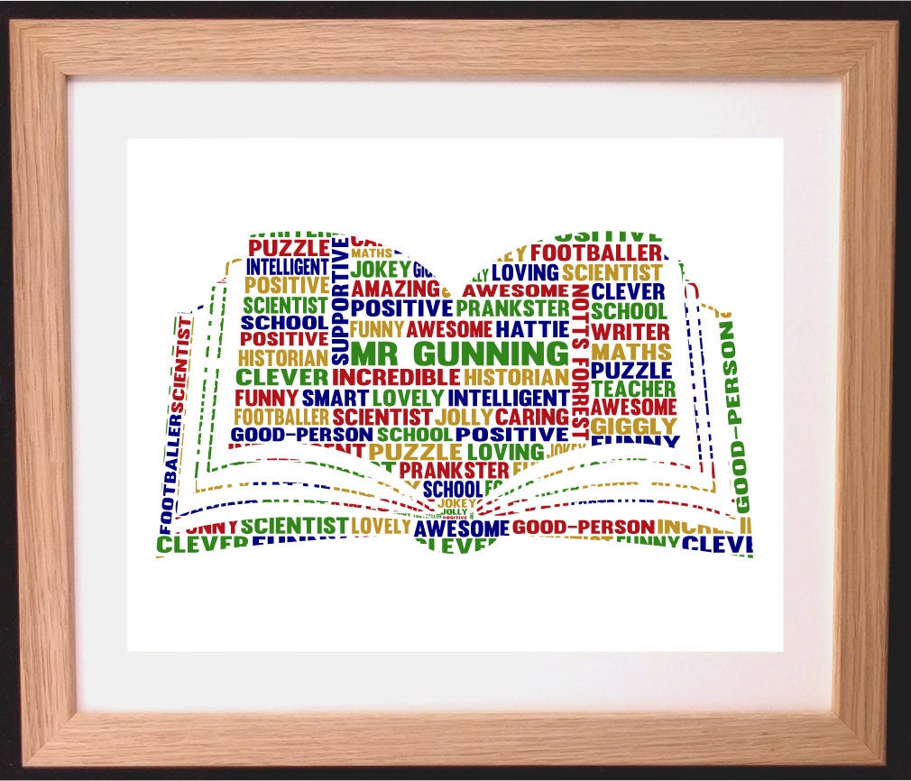 Personalised Book Word Art Gift Ideal for Teacher Gifts or | Etsy UK