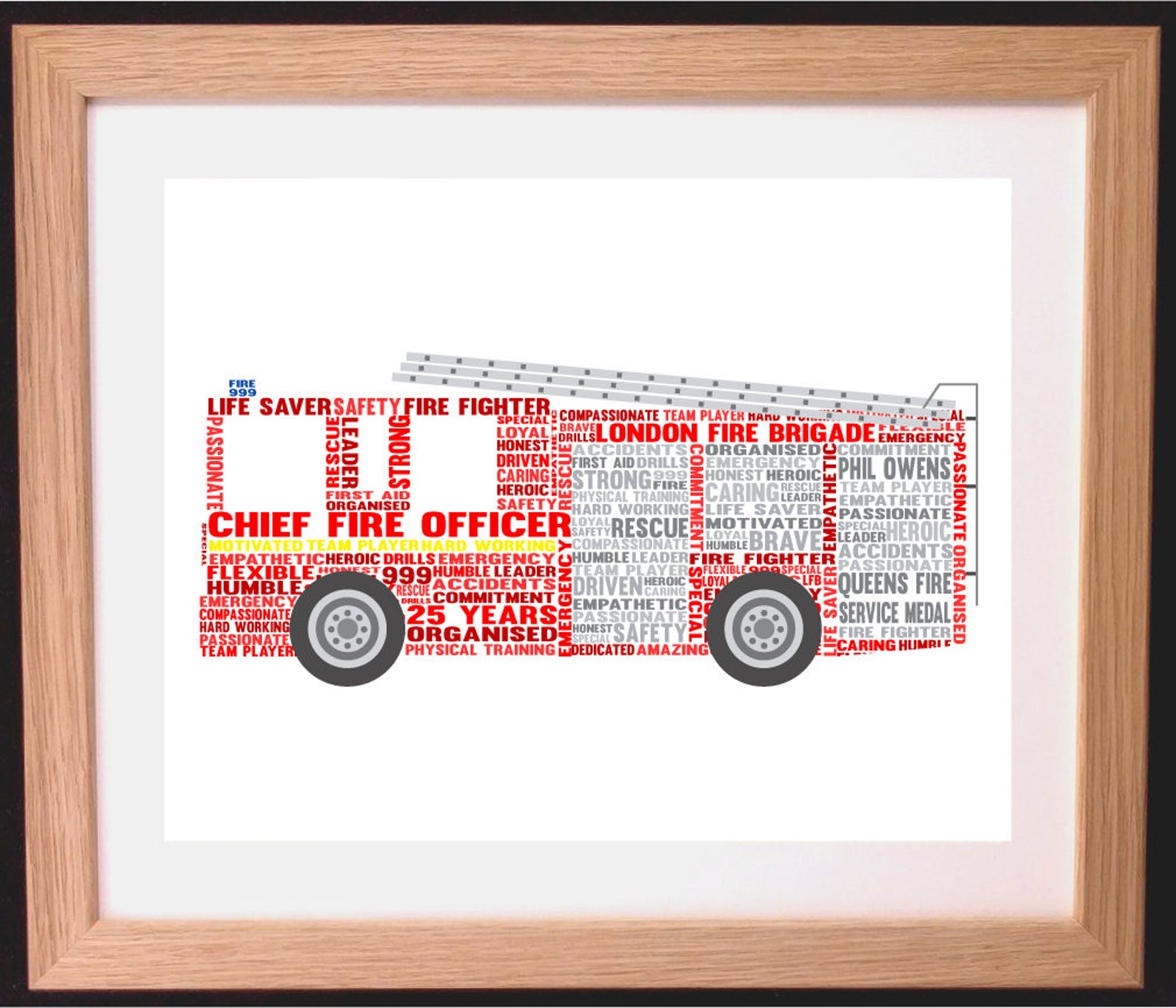 Personalised Fire Engine Word Art Gift | Etsy
