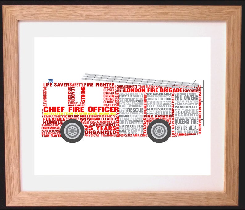 Personalised Fire Engine Word Art Gift - Etsy