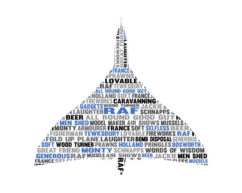 Personalised Vulcan Plane Word Art Gift - Retirement Birthday Service ...