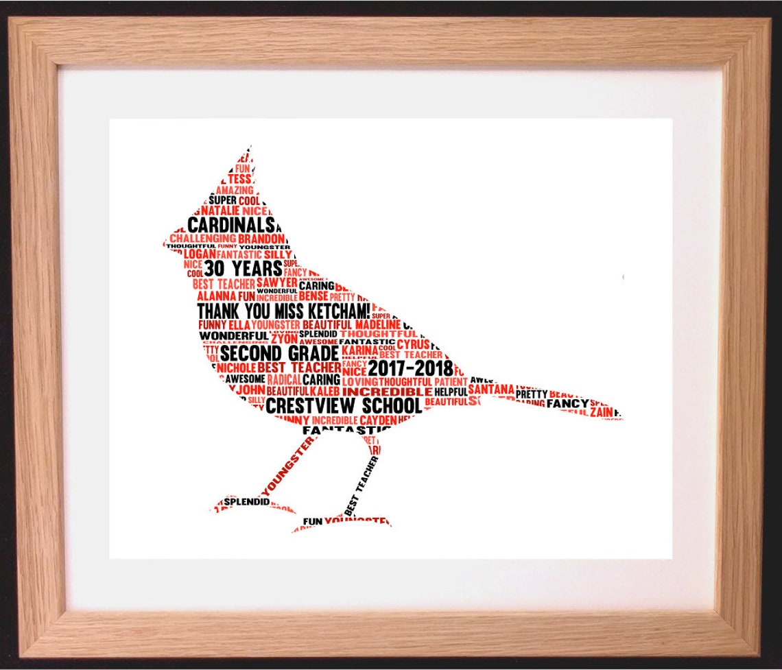 Personalised Cardinal Bird Word Art Gift Wildlife - Etsy