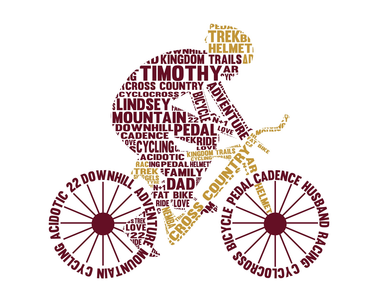 Personalised Bike / Cycling Word Art Gift - Etsy UK