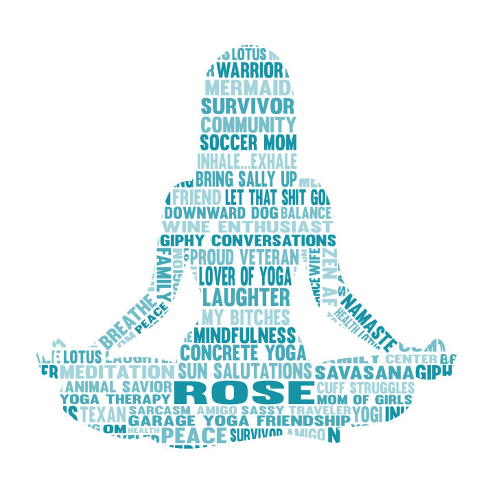 Personalised Yoga Lotus Pose Word Art Gift | Etsy