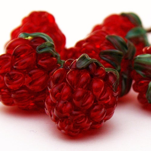 Red Poppy Glass Beads Very Small Red Flower Beads Red Black | Etsy