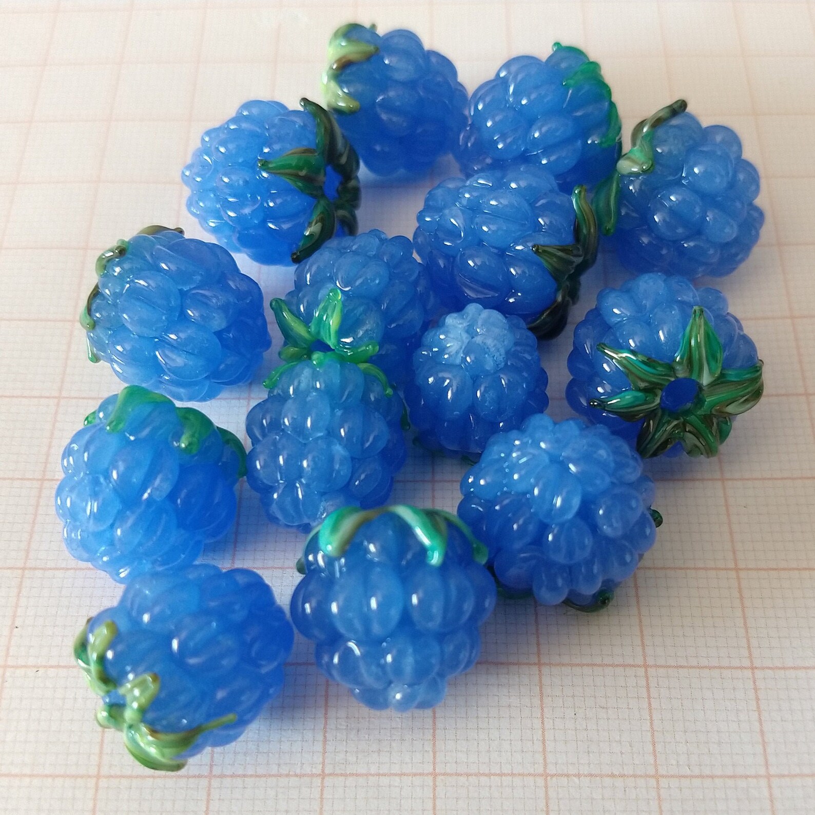 Glass Raspberry Bead 1p, Light Periwinkle, Raspberry Beads, Lampwork ...