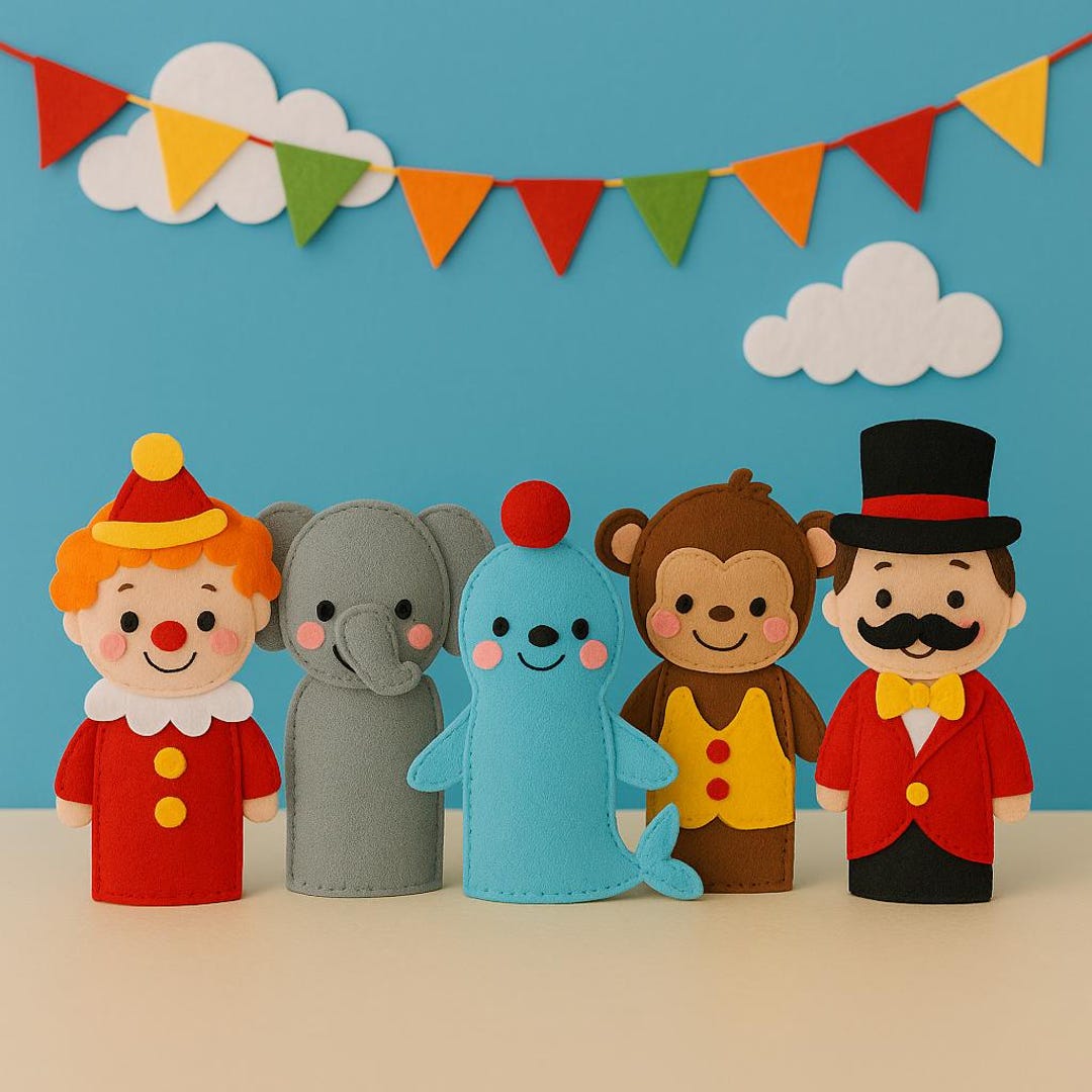 Circus Felt Finger Puppet Set – Handmade Pretend Play Toys - Etsy