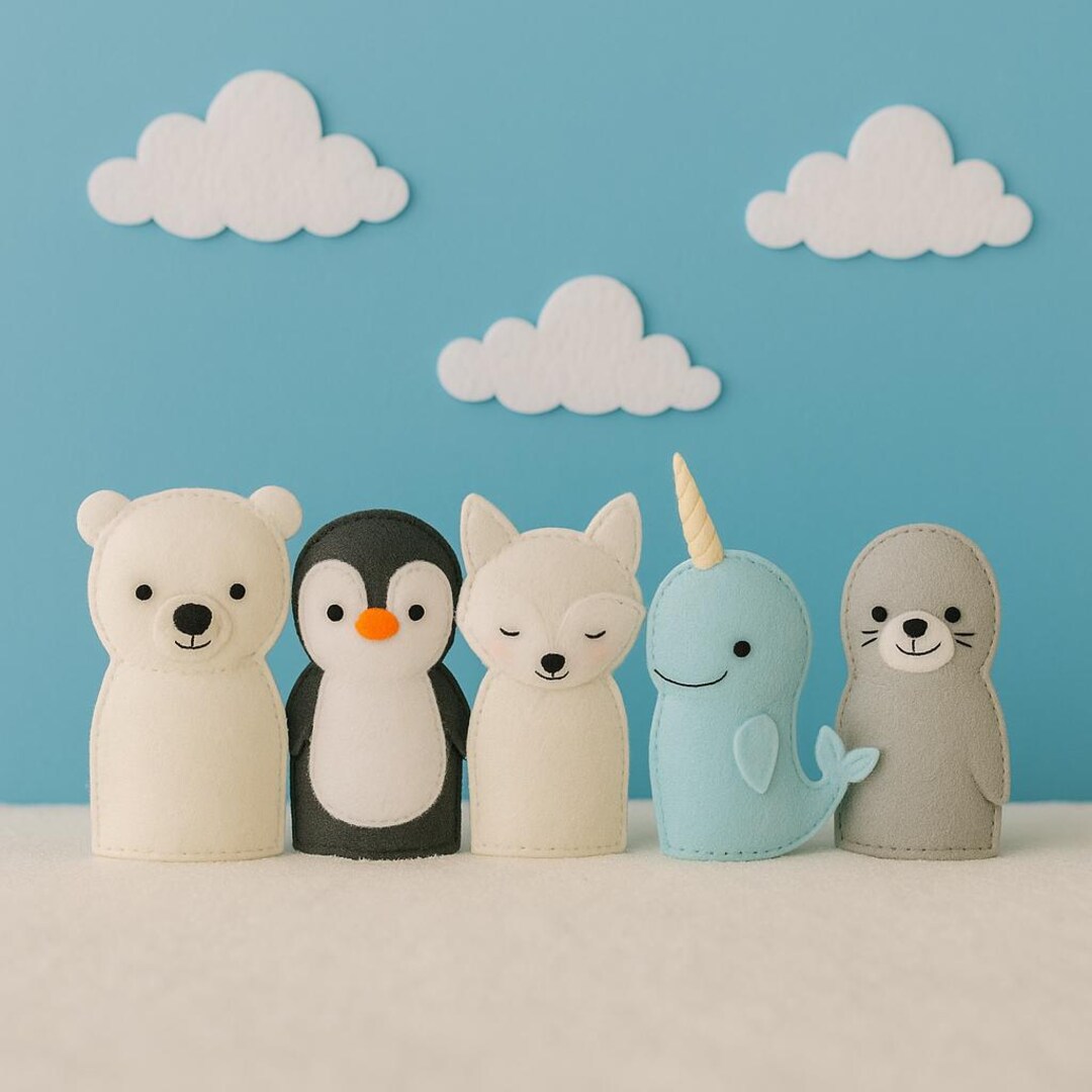 Arctic Animals Felt Finger Puppet Set – Handmade Educational Toys - Etsy