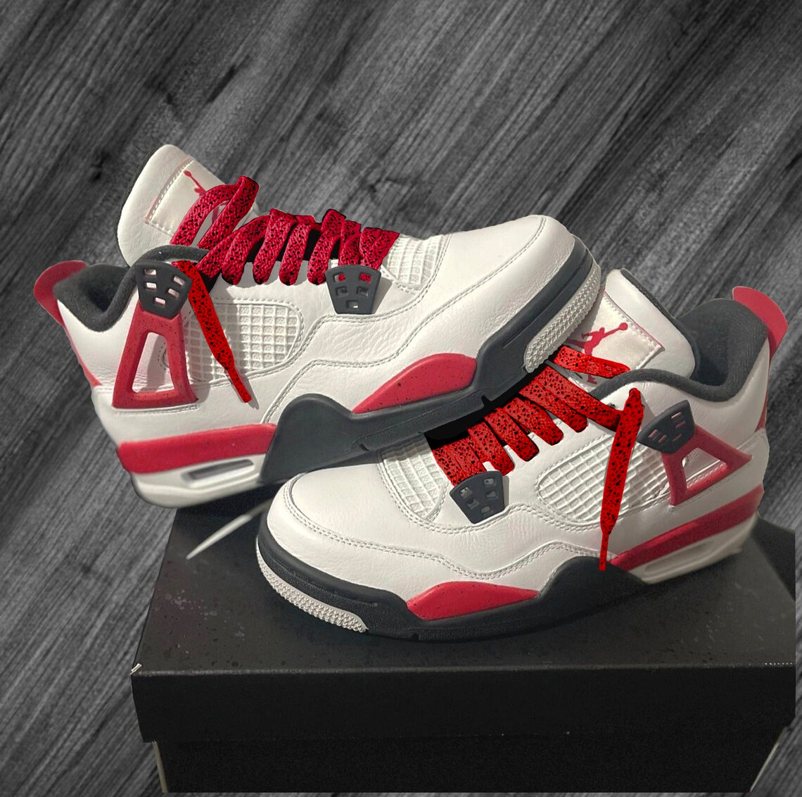 Jordan 4 Red Cement Shoelaces Thunder Fire Red Speckle Print Laces - Etsy