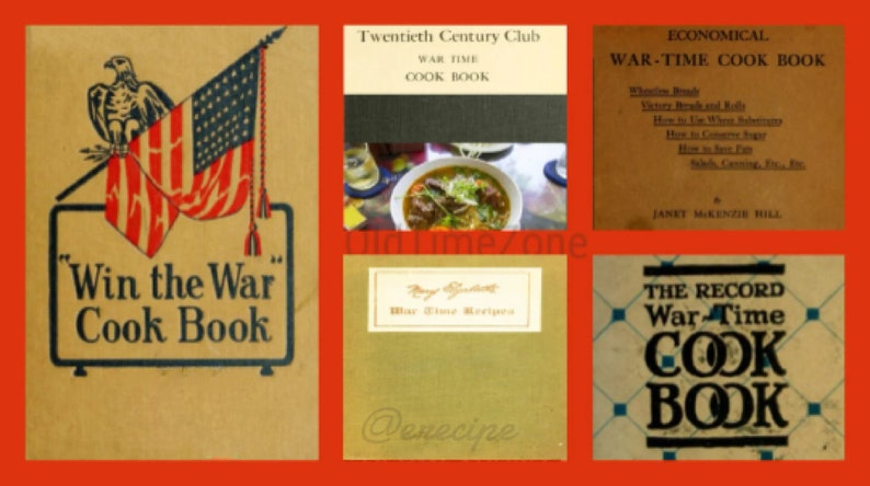 LOT of 5 Vintage WARTIME COOKBOOKS Win the War + the Record + Twentieth ...