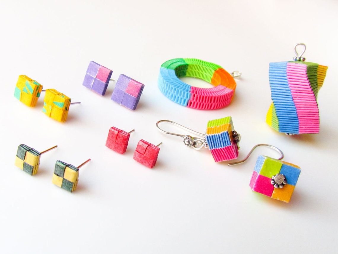 DIY Paper woven jewelry Box weaving paper earrings pendants | Etsy