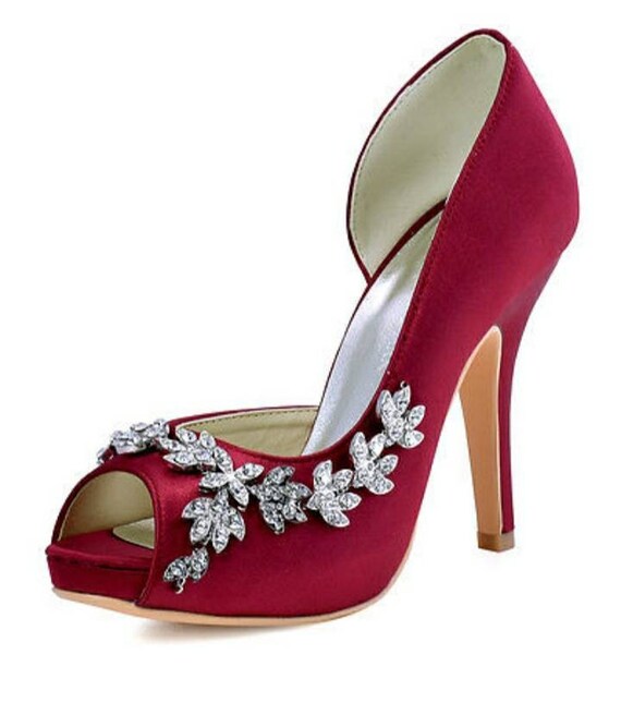 Red Satin Shoes Red Bridal Shoes Satin Bridal Shoes Red | Etsy