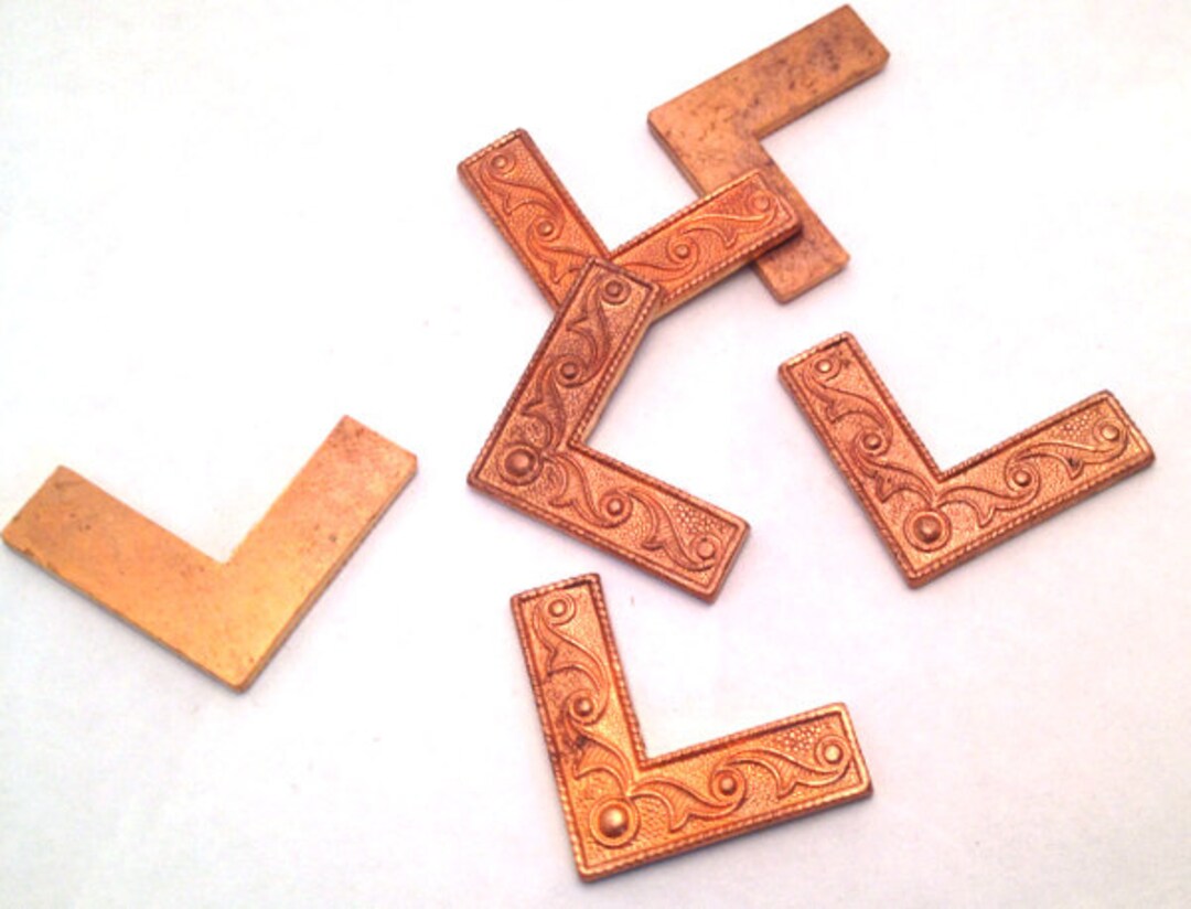 6xvintage Art Nouveau Deco Solid Brass Corner Stamping Findings - Etsy