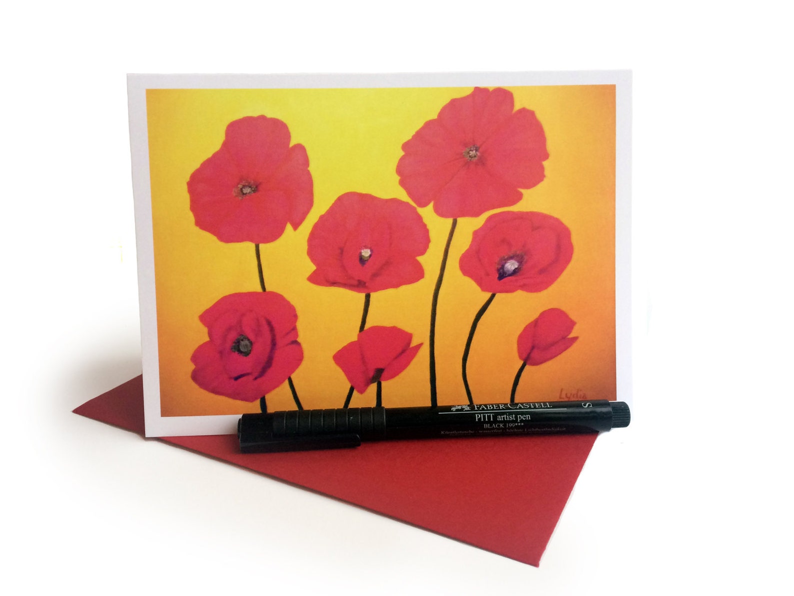 Poppy Card Greetings Card Art Card Artist Card by Lydia - Etsy