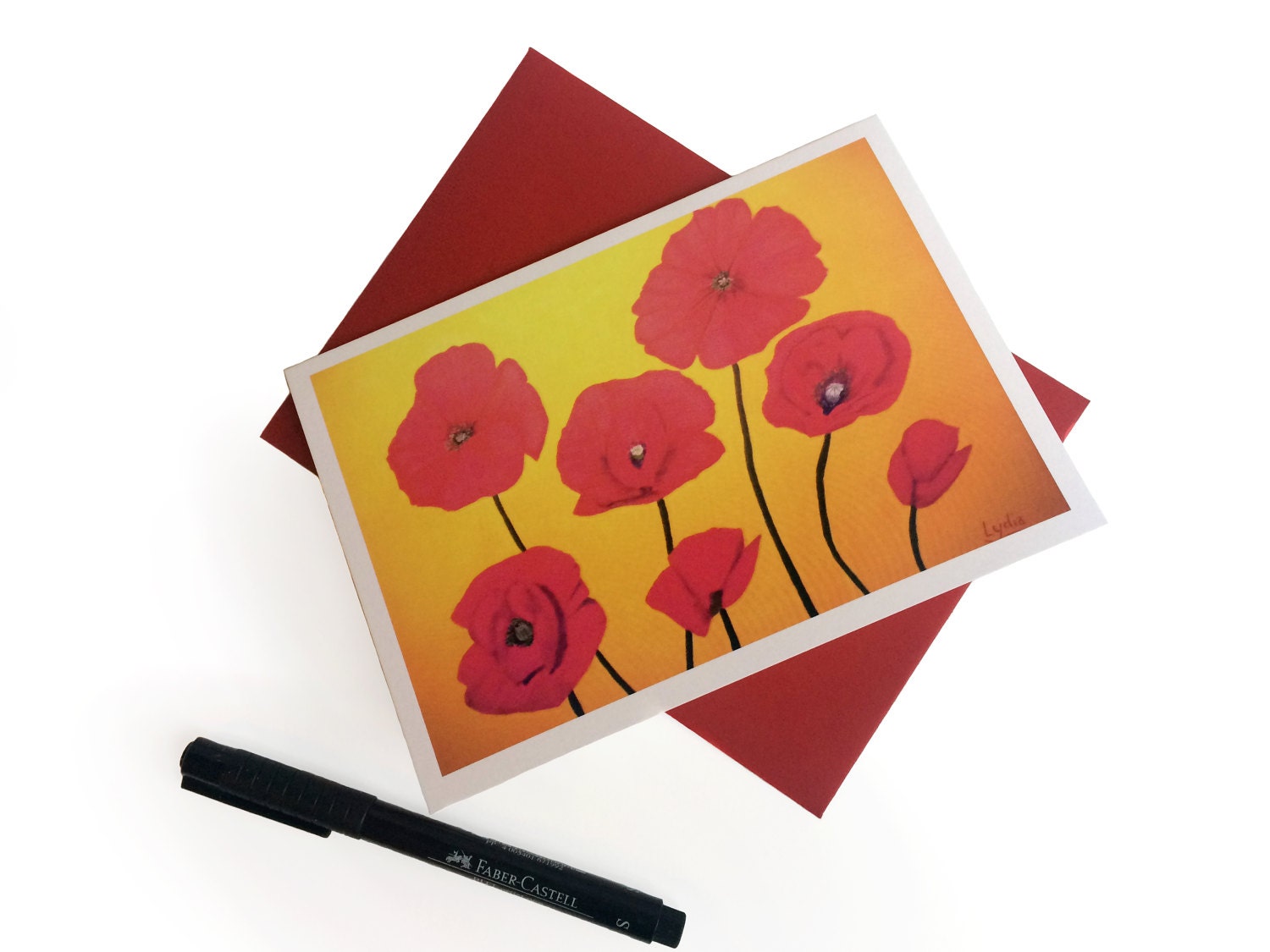 Poppy Card, Greetings Card, Art Card, Artist Card by Lydia Dawson ...