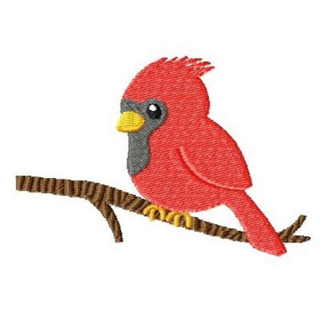 Embroidery Design Cardinal on Branch 4'x4' - DIGITAL DOWNLOAD PRODUCT ...
