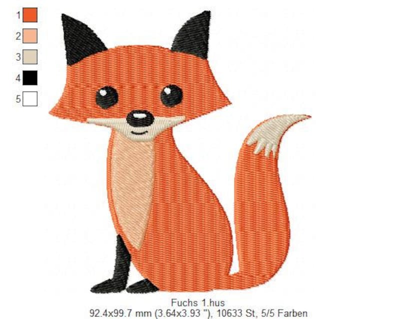 Embroidery Design Foxy Fox 4'x4' DIGITAL DOWNLOAD - Etsy