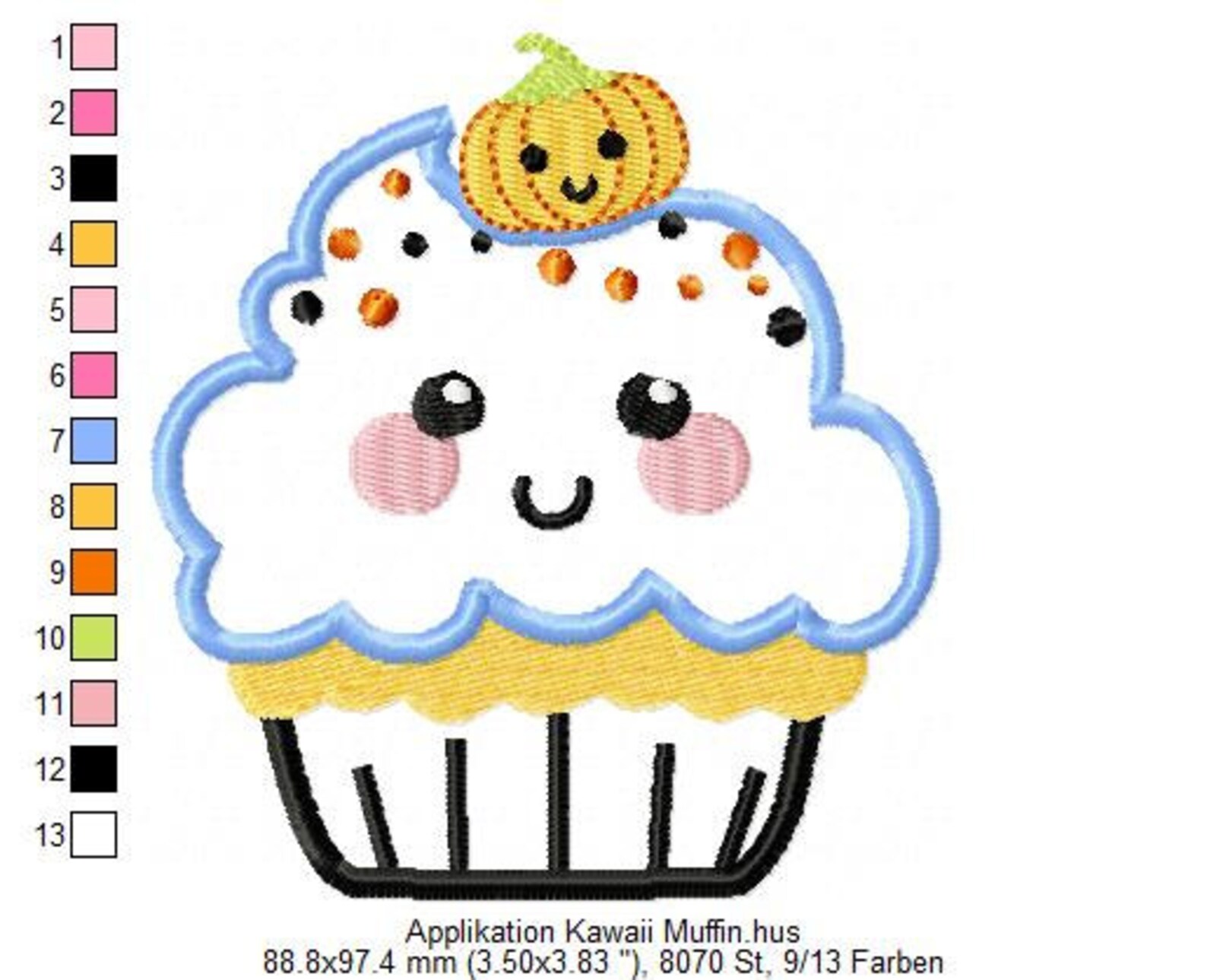 Embroidery Design Applique Muffin With Pumpkin 4'x4' | Etsy