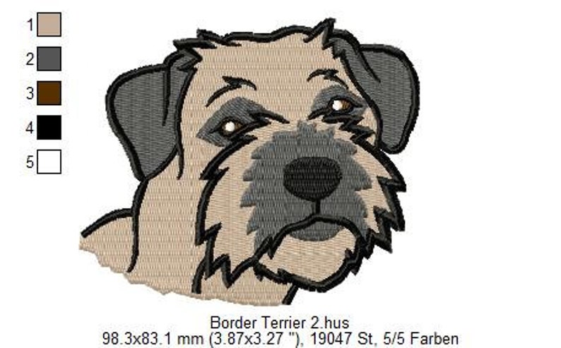 Embroidery Design Border Terrier 4'x4' Digital - Etsy