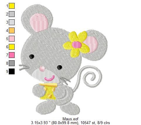 Embroidery Design Mouse 4'x4' DIGITAL DOWNLOAD - Etsy