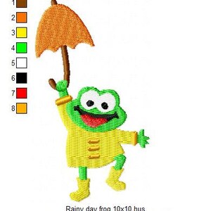 Embroidery Design Rainy Day Frog 4'x4' DIGITAL DOWNLOAD PRODUCT - Etsy