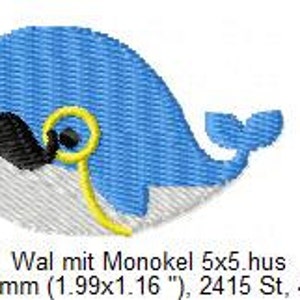 Embroidery Design Whale With Monocle 2'x2' DIGITAL - Etsy
