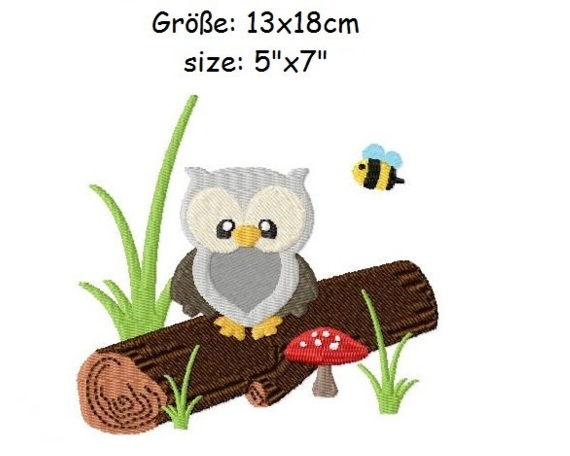 Embroidery Design Owl Sitting on a Trunk 5'x7' - DIGITAL DOWNLOAD ...