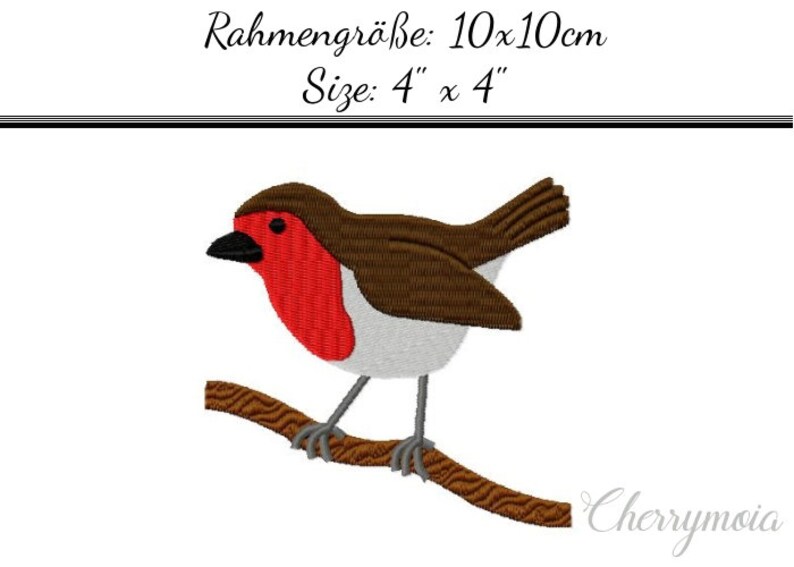 Embroidery Design Robin 4'x4' DIGITAL DOWNLOAD - Etsy