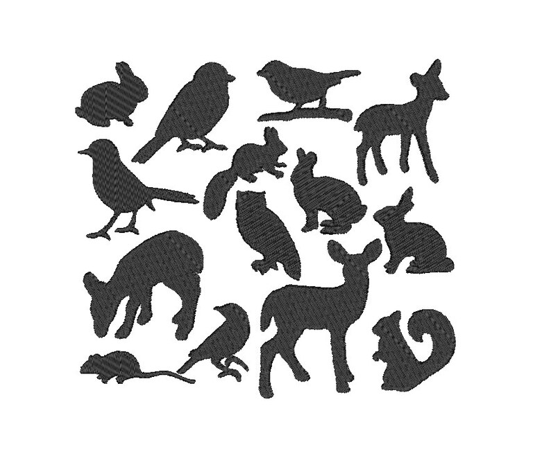 Embroidery Design Set Animal Silhouettes 4'x4' - Etsy