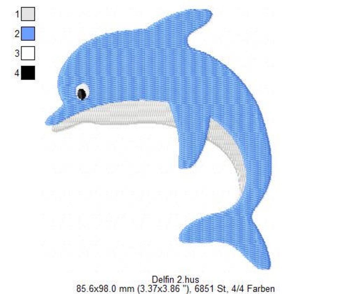 Embroidery Design Dolphin No.2 4'x4' DIGITAL - Etsy