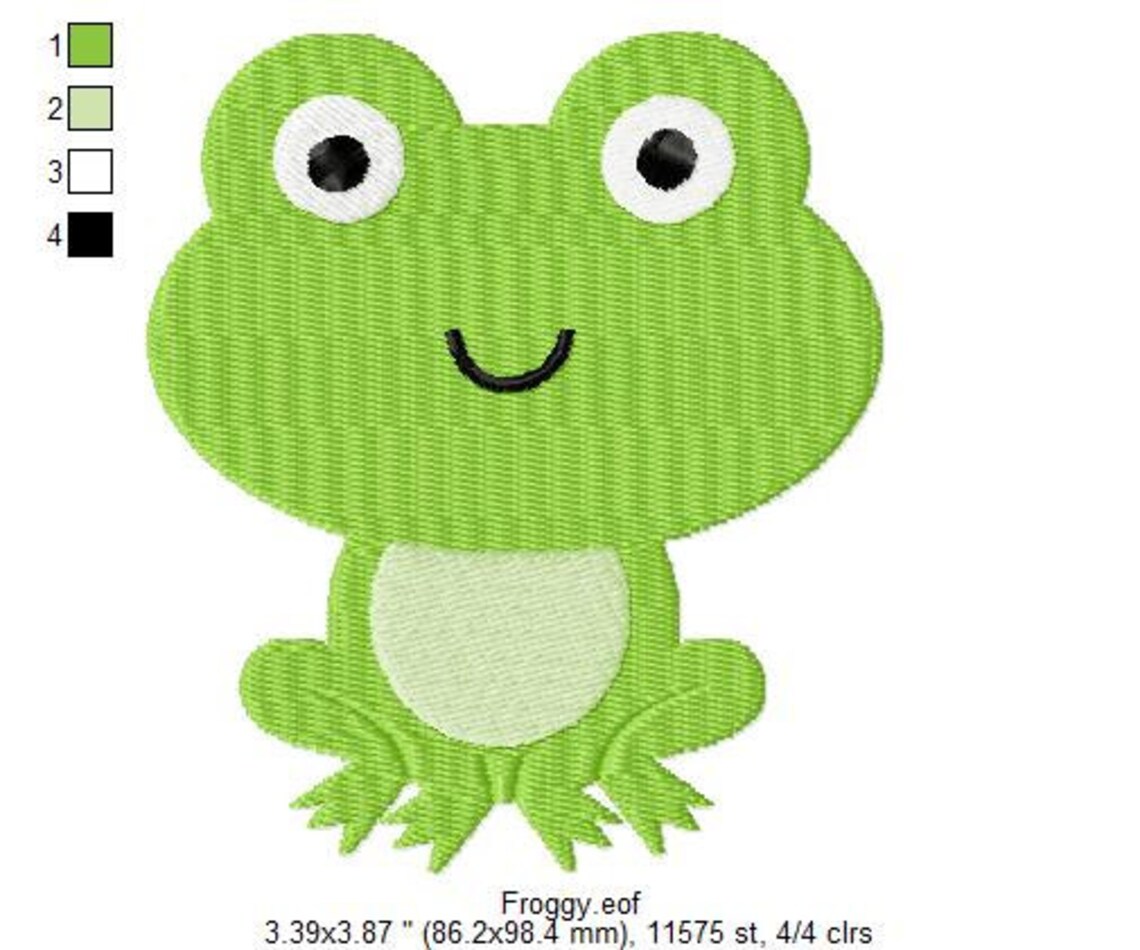 Embroidery Design Froggy 4'x4' DIGITAL DOWNLOAD | Etsy