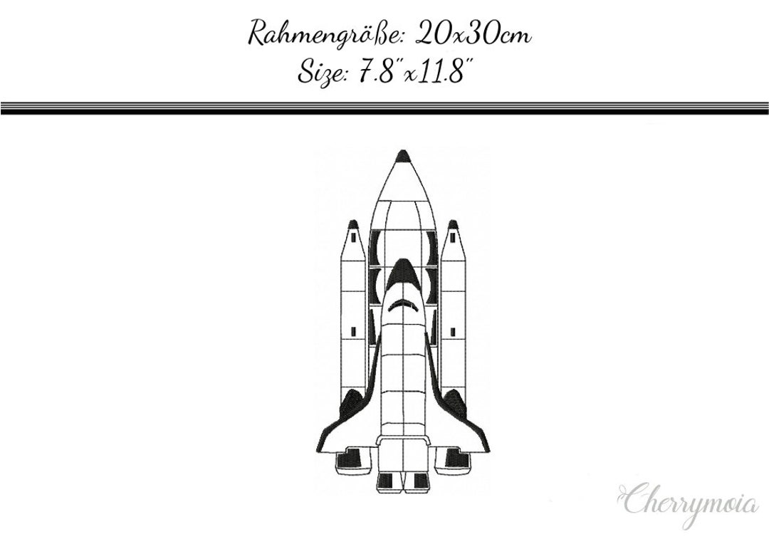 Embroidery File Application space Shuttle Doodle 20x30 INSTANT DOWNLOAD ...