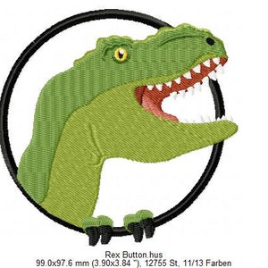 Embroidery Design T-rex Button 4'x4' - DIGITAL DOWNLOAD PRODUCT - Etsy