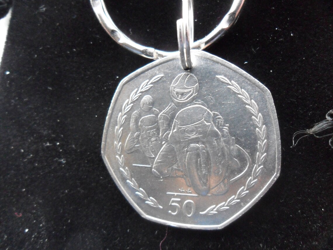Birthday Gift Motorcycle Gift Coin TT Keyring Biker 1997 Coin Keyring ...