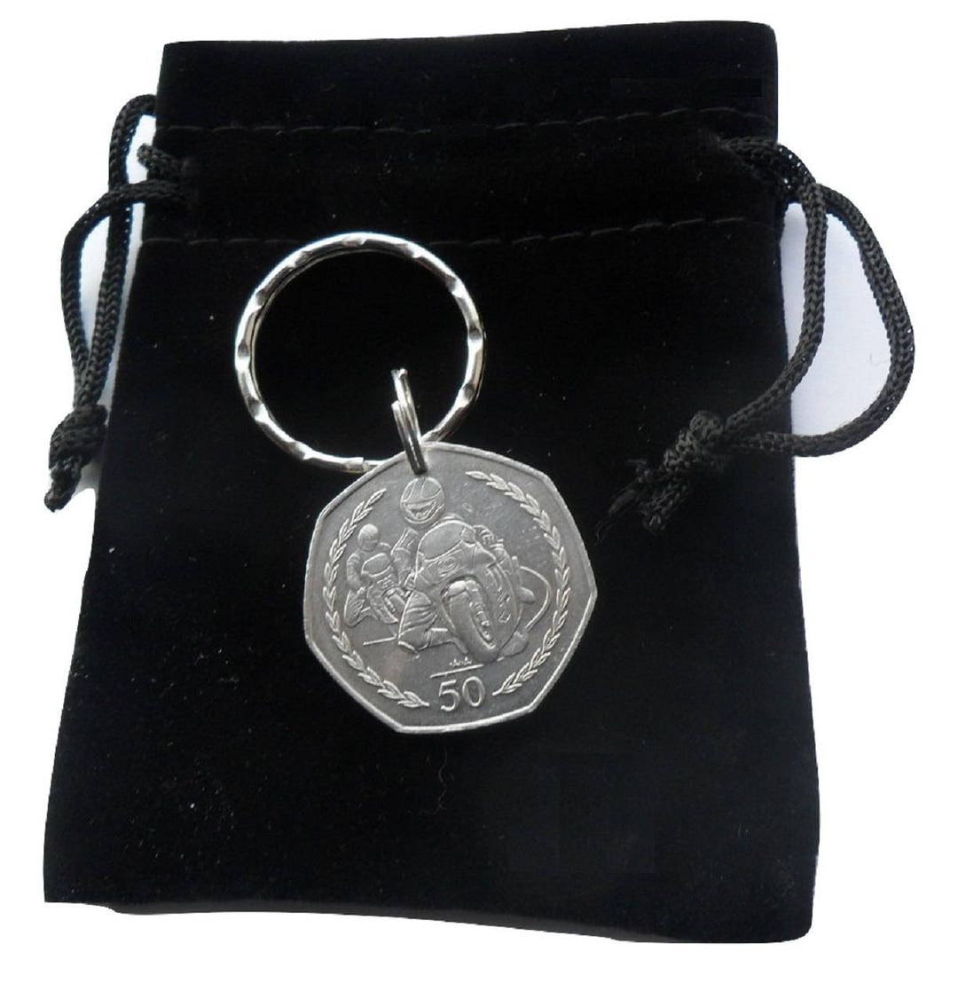 Birthday Gift Motorcycle Gift Coin TT Keyring Biker 1997 Coin Keyring ...